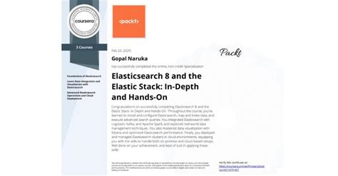 Completion Certificate For Elasticsearch 8 And The Elastic Stack In Depth Gopal Singh Naruka