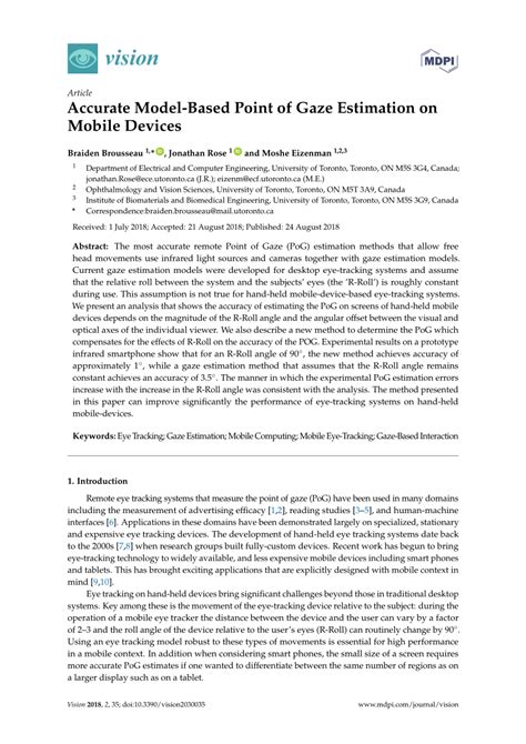 Pdf Accurate Model Based Point Of Gaze Estimation On Mobile Devices