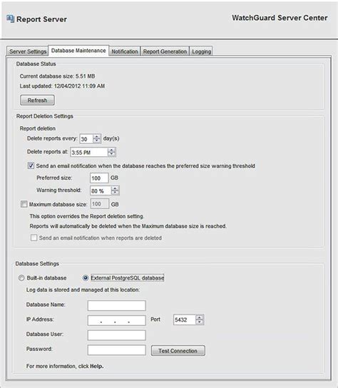 Configure Report Deletion Settings And Database Settings