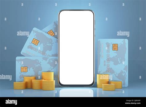 Mobile Payment Concept White Blank Smartphone Screen Plastic Card For