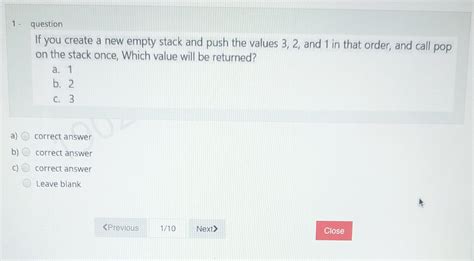 Solved 1 A B Question If You Create A New Empty Stack And