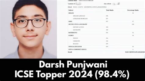 Icse Topper Darsh Punjwani With 98 4 Aims To Join Dream Engineering