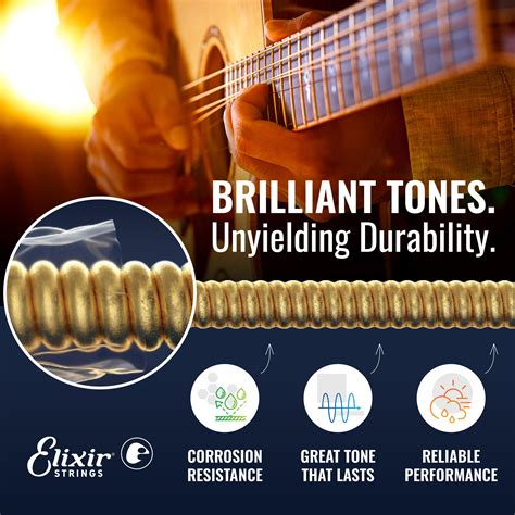 Elixir Strings — Acoustic Guitar Strings — Phosphor Bronze With Nanoweb Coating Longest Lasting