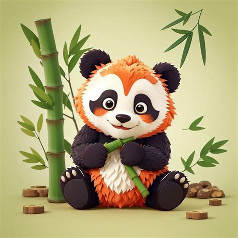 Premium Photo Cute Panda Bite Bamboo Cartoon Vector Icon Illustration