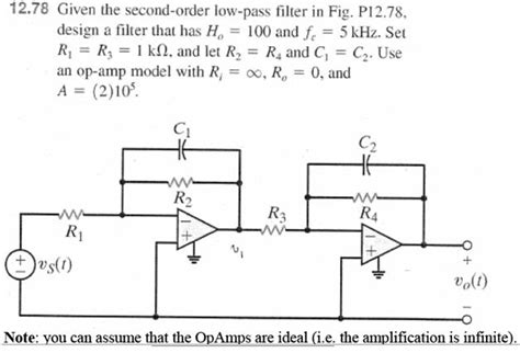 Solved Given The Second Order Low Pass Filter In Fig Pi