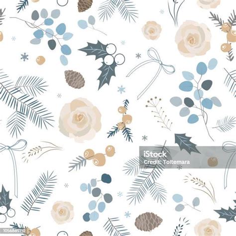 우아한 겨울 완벽 한 패턴입니다 벡터 일러스트입니다 파스텔 색상표 0명에 대한 스톡 벡터 아트 및 기타 이미지 0명 가문비나무 겨울 Istock