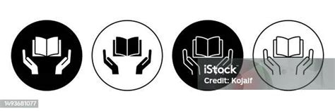 책 벡터 아이콘과 손 전자책 동그라미 안에 있는 온라인 도서관 기호 책 표시 열기 책에 대한 스톡 벡터 아트 및 기타 이미지