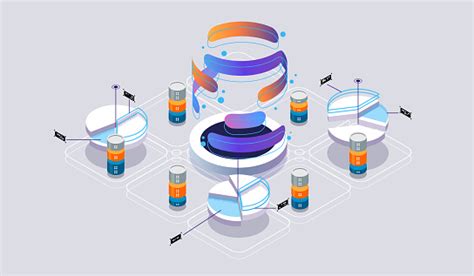 아이소메트릭 디자인 컨셉 가상 현실 및 증강 현실 소프트웨어 개발 및 프로그래밍을 제공합니다 빅 데이터 센터 양자 컴퓨터