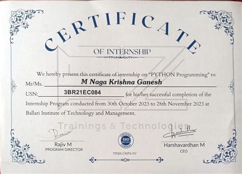 M Naga Krishna Ganesh On Linkedin Python Certification