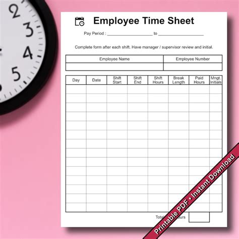 Time Sheet Etsy