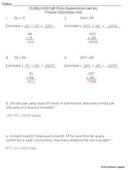 Multiplying Multi Digit Numbers Focused Daily Review Digital Option