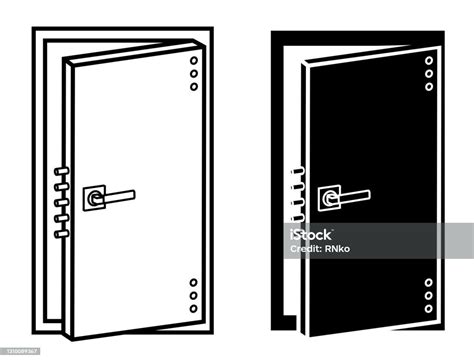 폭탄 대피소 또는 은행의 신뢰할 수있는 문 아이콘을 엽니 다 안전한 보관 및 대피소 최고 수준의 보안 벡터 0명에 대한 스톡 벡터 아트 및 기타 이미지 Istock