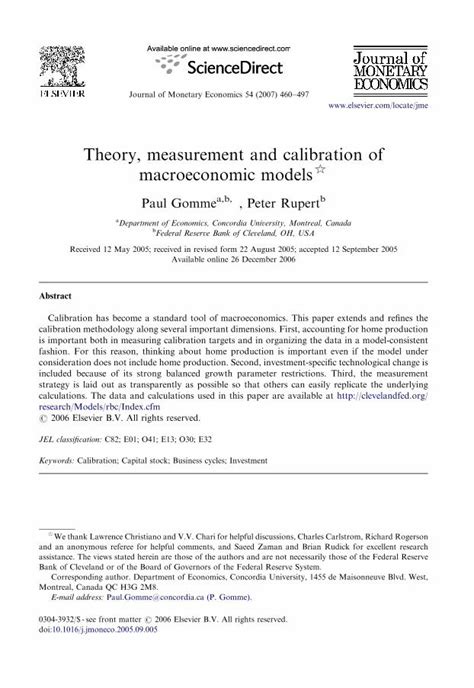 Pdf Theory Measurement And Calibration Of Macroeconomic Models Dokumen Tips