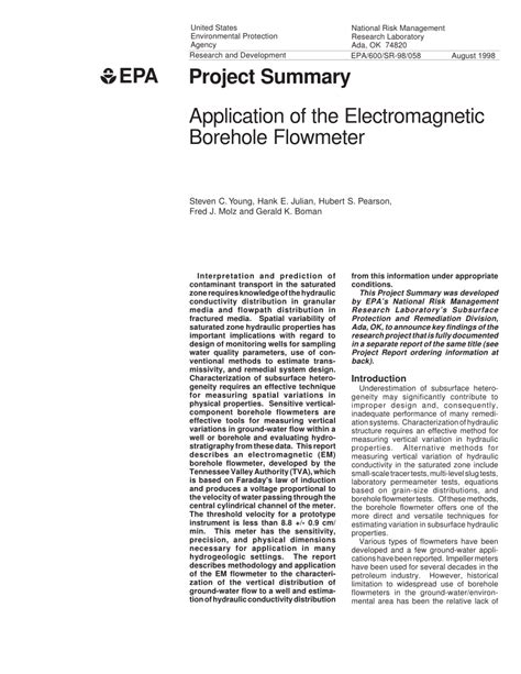Pdf Application Of The Electromagnetic Borehole Flowmeter
