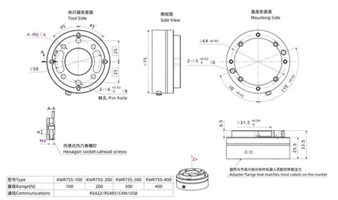 Kunwei High Precision D Force Sensor Axis Load Cell For Robots Force Sensor And Six Axis