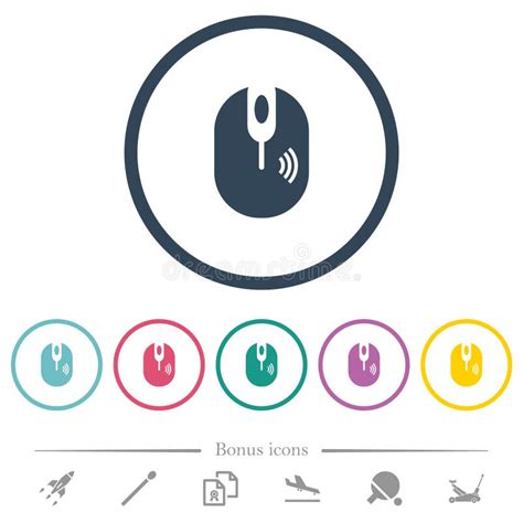 Wireless Computer Mouse Flat Color Icons In Round Outlines Stock Vector Illustration Of