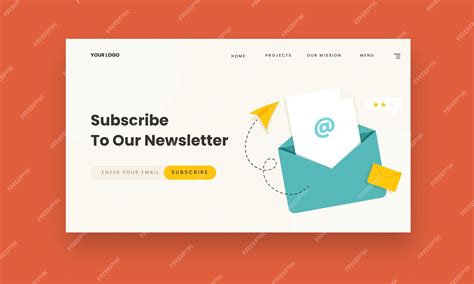 Premium Vector Subscribe To Our Newsletter Based Landing Page With Open Envelope