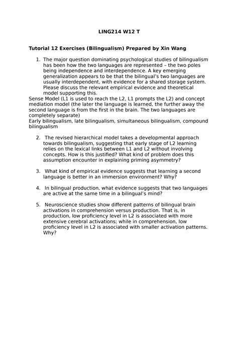 Ling214 W12 T Summary Of Tutorial Notes Ling214 W12 T Tutorial 12