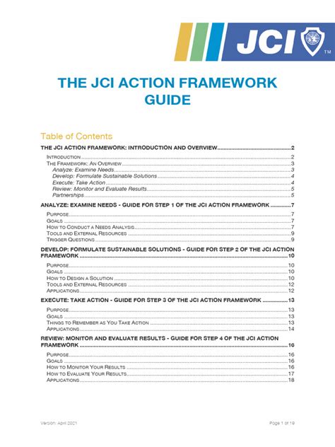 Jci Action Framework Guide En Pdf Entrepreneurship Brainstorming