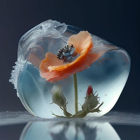 Premium Ai Image A Frozen Flower Is Frozen In A Bag Of Ice