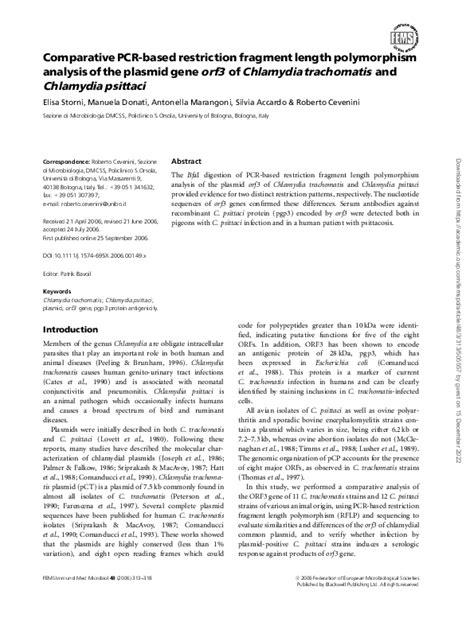 Pdf Comparative Pcr Based Restriction Fragment Length Polymorphism Analysis Of The Plasmid