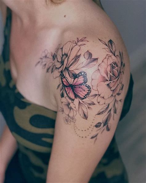 50 Gorgeous And Exclusive Shoulder Floral Tattoo Designs You Dream To