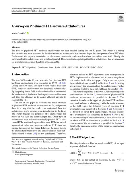 A Survey On Pipelined Fft Hardware Architectures Pdf Fast Fourier Transform Algorithms
