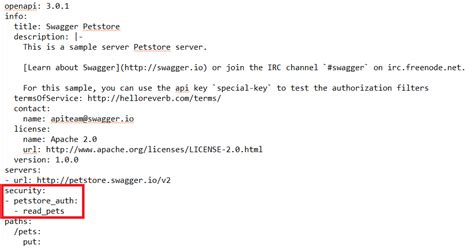 openapi security schemes in openapi3 0 in rational software architect