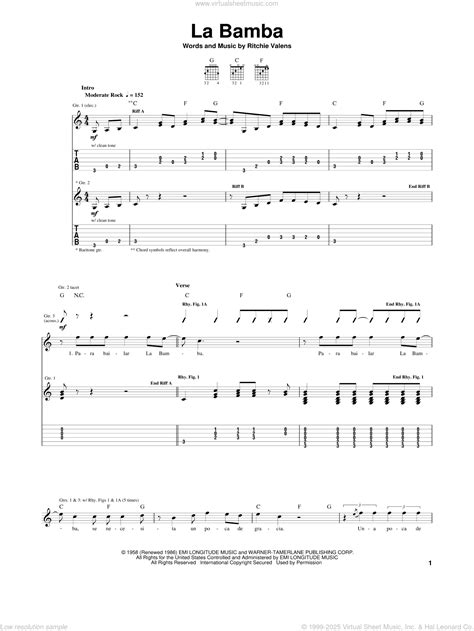 La Bamba Guitar Chords