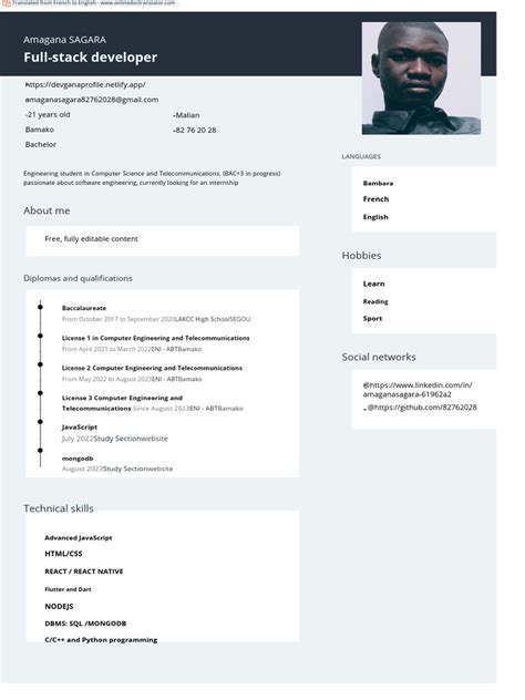 Cv 2023 09 02 Amagana Sagara 1 Fr En Pdf Pdf Computing Software