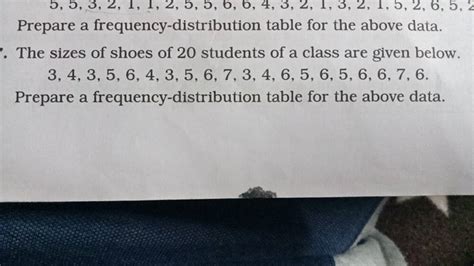 Prepare A Frequency Distribution Table For The Above Data The Sizes Of S