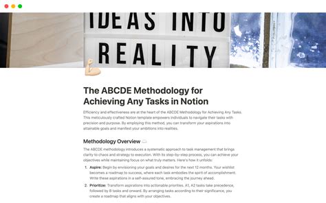 the abcde methodology for achieving any tasks notion template