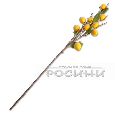 Декоративна клонка с плодове Лимон 90см