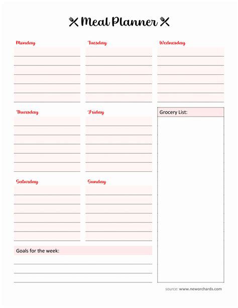 Free Weekly Meal Planner Templates Pdf Word Excel