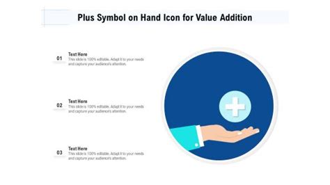 Plus Symbol On Hand Icon For Value Addition Powerpoint Templates Slides And Graphics