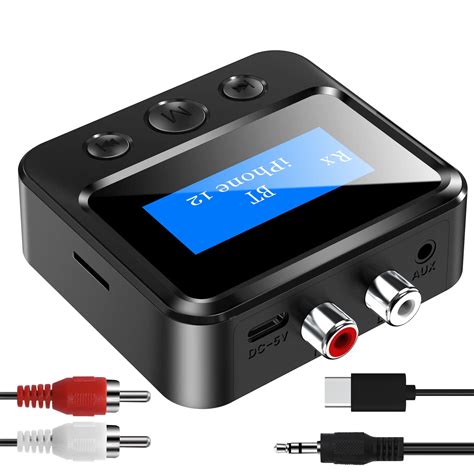 Bluetooth Transmitter Receiver For Tv Wireless Audio Adapter Rca 3 5mm Aux With Display