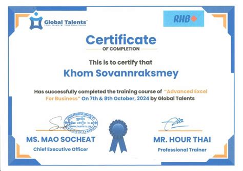 Sovannraksmey Khom On Linkedin Many Thanks To Rhb Bank Cambodia Plc