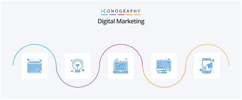 Digital Marketing Blue 5 Icon Pack Including Marketing Search