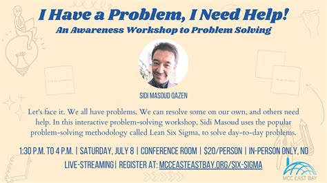 Canceled I Have A Problem I Need Help An Awareness Workshop To Problem Solving Sidi Masoud
