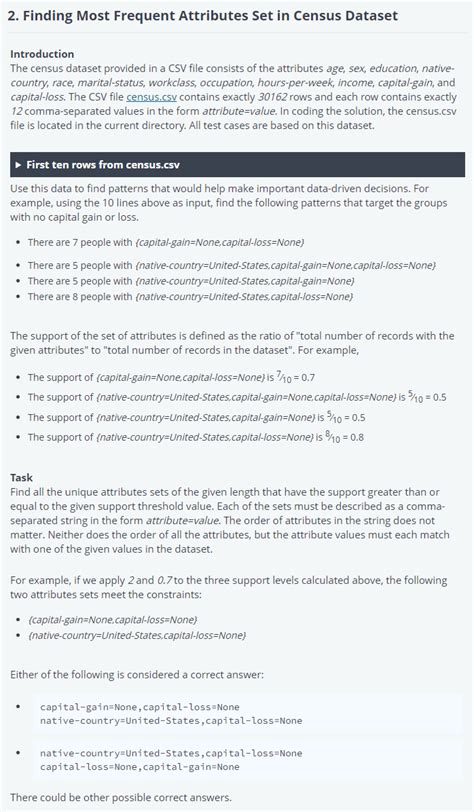 2 finding most frequent attributes set in census
