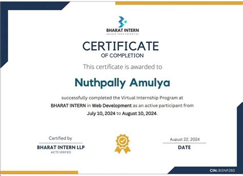 Nuthpally Amulya On Linkedin Html Css Javascript Bharatintern
