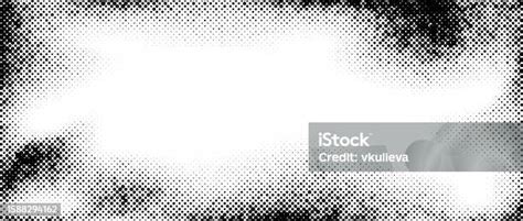 오래된 하프톤 노이즈 그라데이션 텍스처 그런지 더러운 얼룩과 반점 배경 흰색과 검은 색 모래 곡물 벽지입니다 복고풍 픽셀화된 만화 가로 배경 벡터 0명에 대한 스톡 벡터