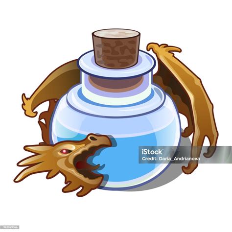 유리병에 파란색 액체는 흰색 바탕에 절연 용에 의해 지키고 벡터 만화일러스트 레이 션 과학 실험에 대한 스톡 벡터 아트 및 기타 이미지 과학 실험 구리 금지됨