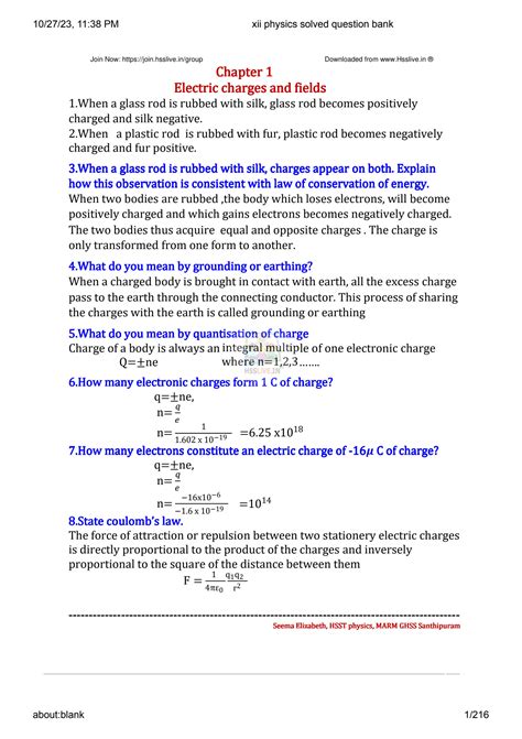 SOLUTION Xii Physics Solved Question Bank Studypool