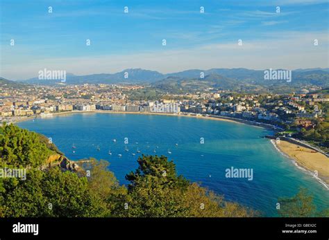 La Concha Bay View From Monte Igueldo San Sebastian Basque Country