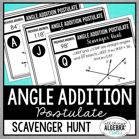 Angle Addition Postulate Scavenger Hunt All Things Algebra® Worksheets Library