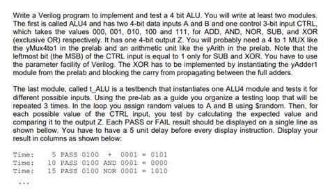 Solved Write A Verilog Program To Implement And Test A 4 Bit Chegg
