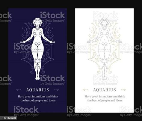 물병 자리 별자리 골동품 여성 여신 조디악 라인 아트 데코 포스터 디자인 템플릿 세트 벡터 가공의 인물에 대한 스톡 벡터 아트 및 기타 이미지 가공의 인물 골동품