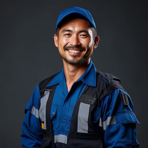 Isolated Maintenance Worker On Blue Background Premium Ai Generated Image