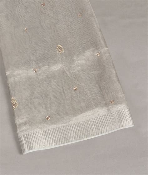 Buy Silver Tissue Kota Embroidery Saree T390776